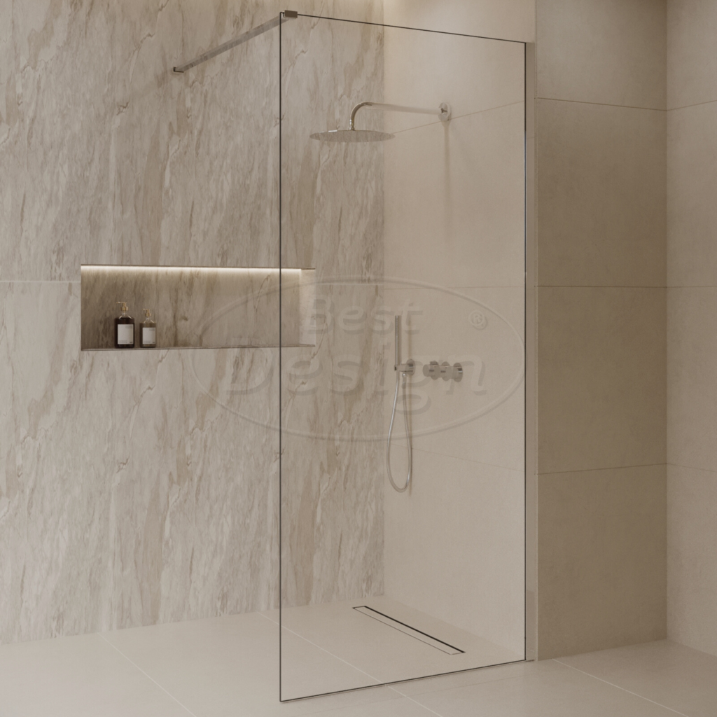 'Dalis-1200-Chroom' inloopdouche NANO 8mm glas - Best Design Sanitair