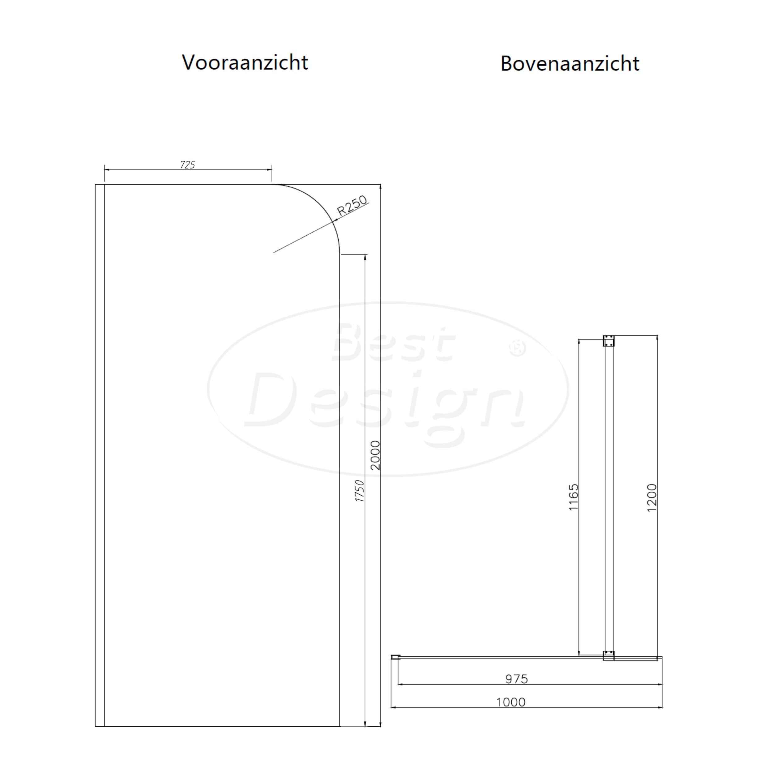 Best-Design 'Dalis-Curve-1000-White' inloopdouche NANO 8mm glas - Best ...