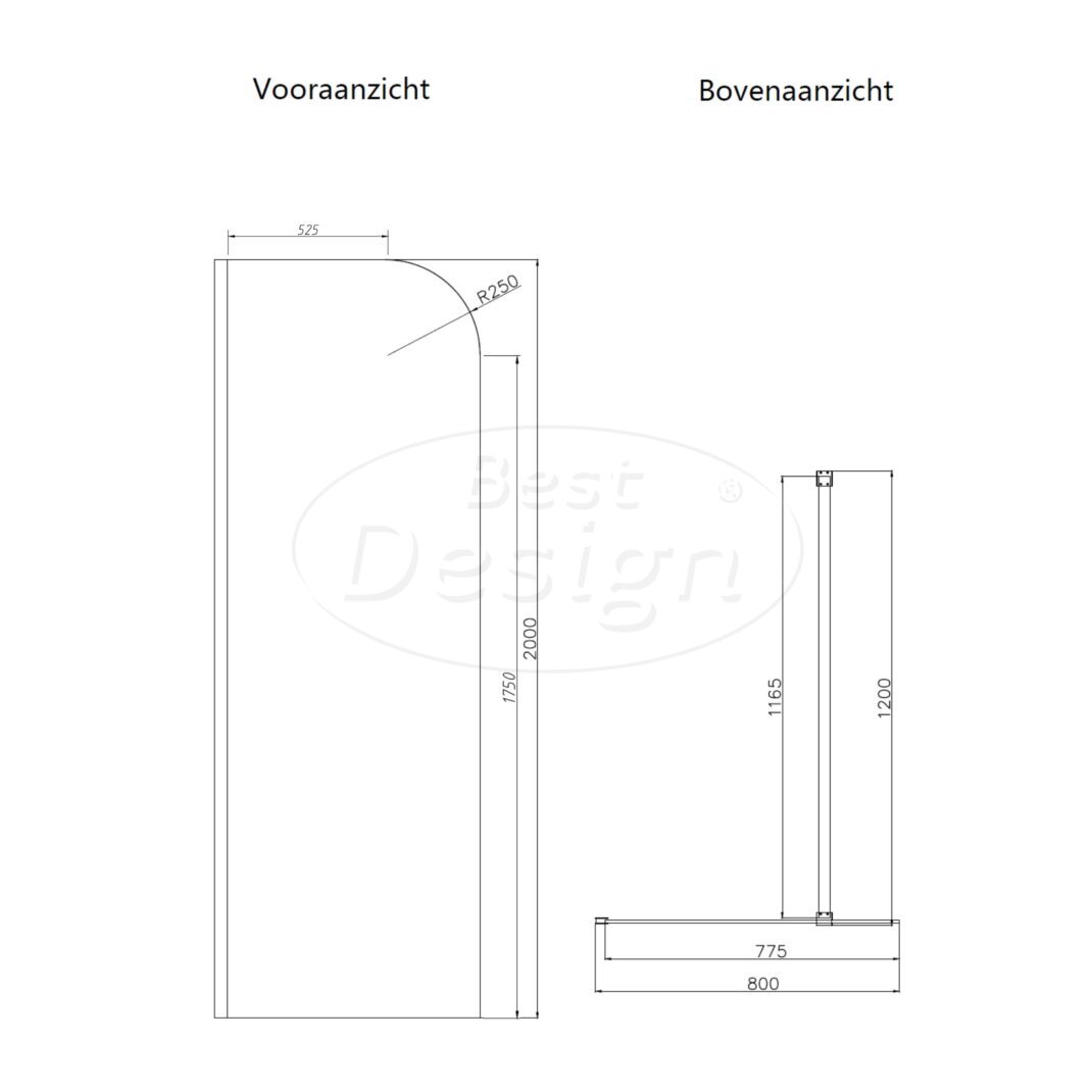Best-Design 'Dalis-Curve-800-Chroom' inloopdouche NANO 8mm glas - Best ...